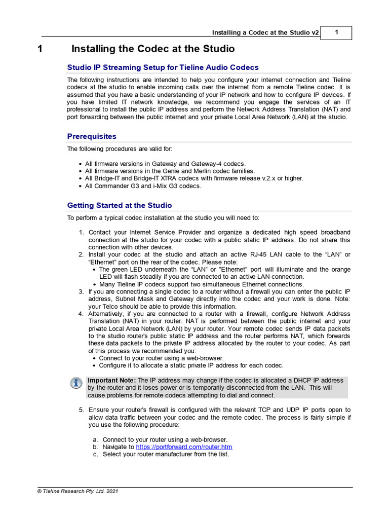 Install-a-Tieline Codec-Configure-Network-Settings-v2 - 202104 | PDF ...