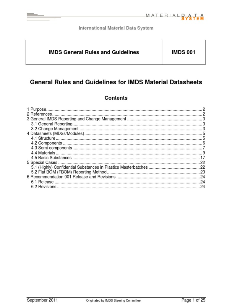 Imds Recommendation 001 General Structure | PDF | Chemical Substances ...
