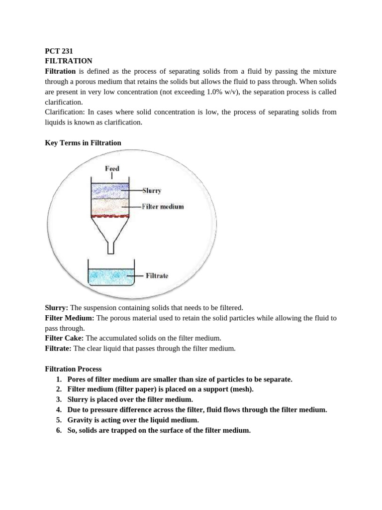 PCT 231 Filtration-Unit Operations-2 | PDF | Filtration | Porosity