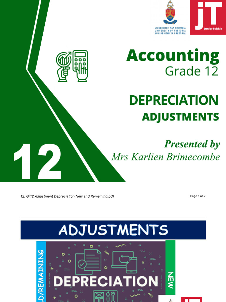 Grade 12 Accounting: Depreciation Adjustments | PDF