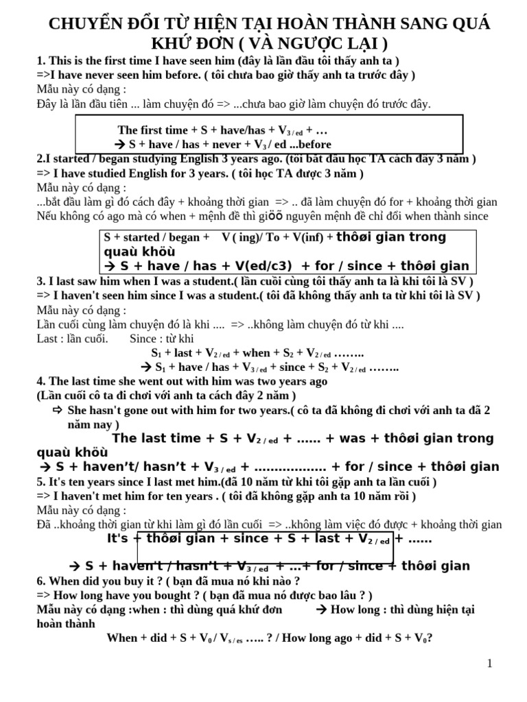 Qua Khu Don Sang HTHT Va Nguoc Lai | PDF