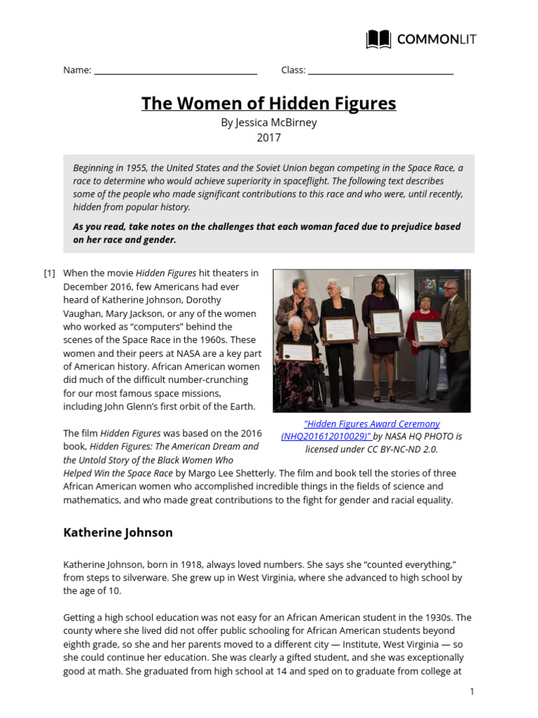 Comprehension Story 2.04 | PDF | Hidden Figures | Katherine Johnson