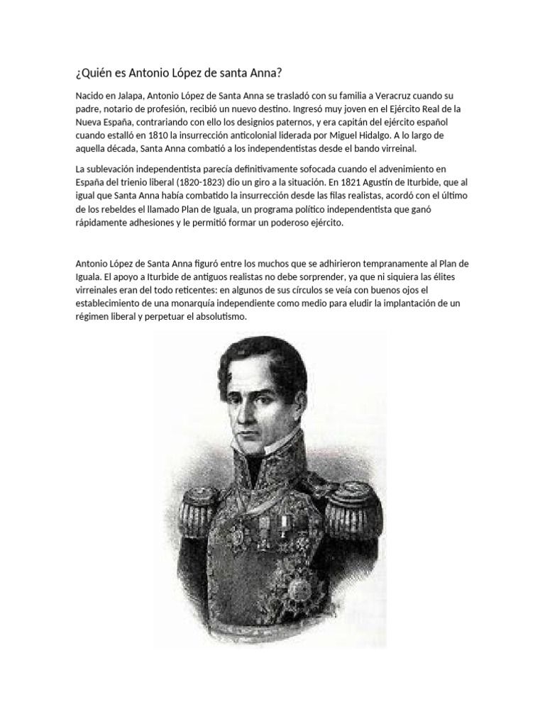 Antonio López de Santa Anna: Biografía y Contexto | PDF