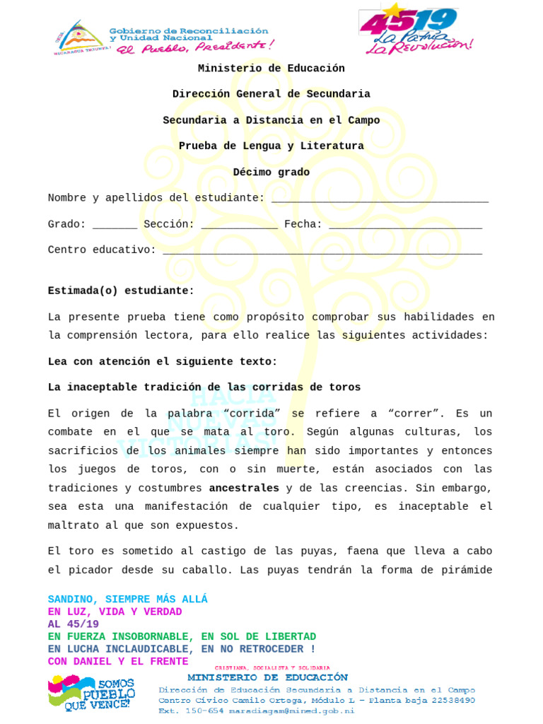 Prueba Final - D+®cimo Grado | PDF