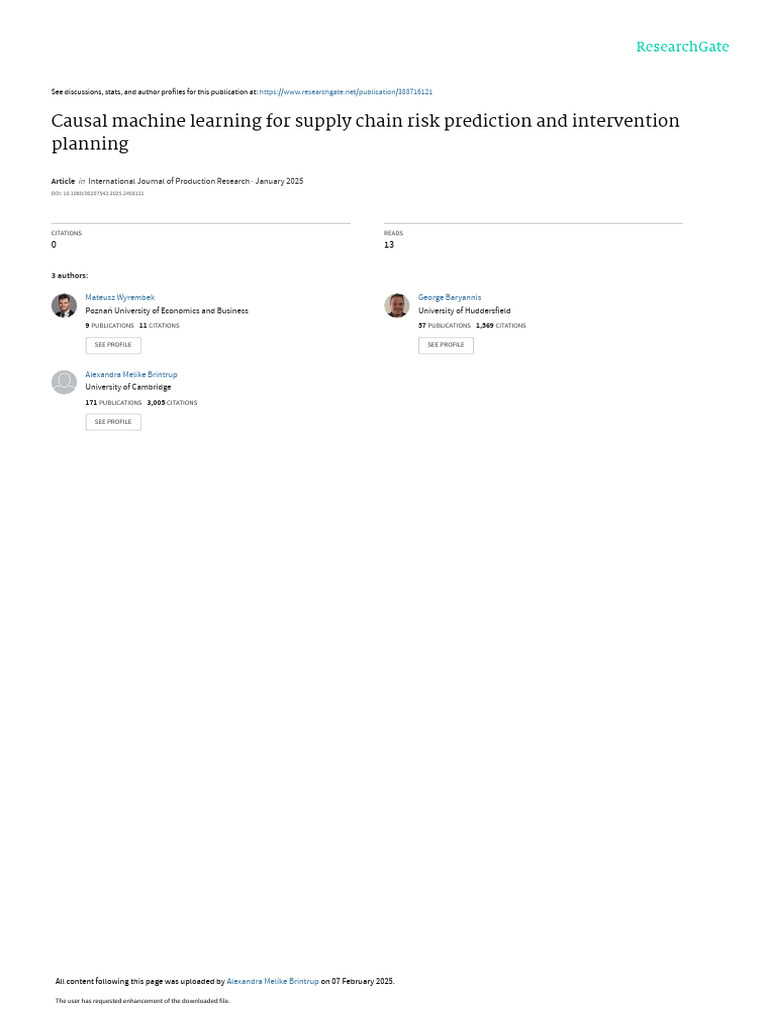 Causal Machine Learning For Supply Chain Risk Prediction and ...