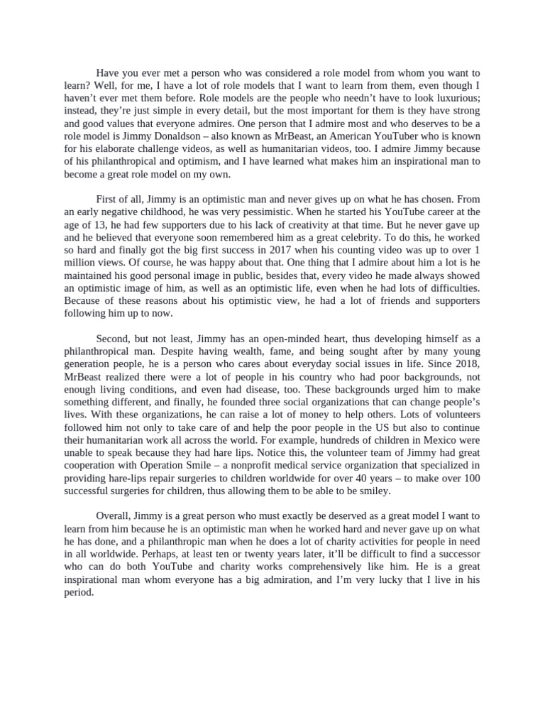 Analysis Essay - What Makes People Admirable | PDF | Optimism