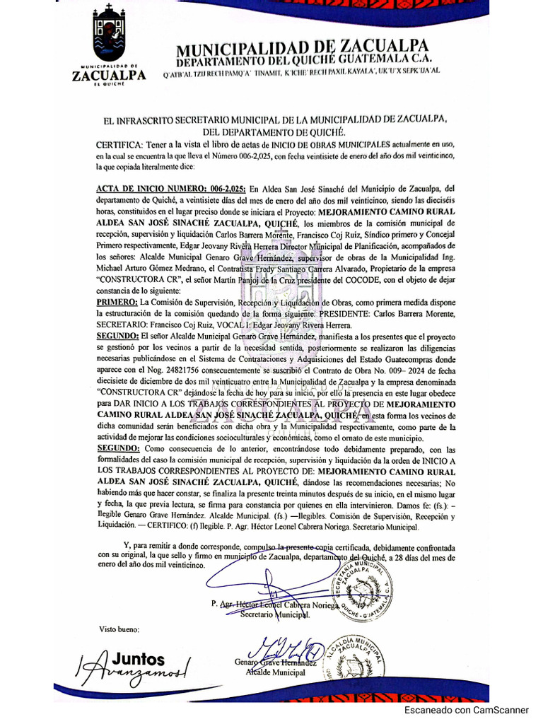 Acta de Inicio 006 | PDF