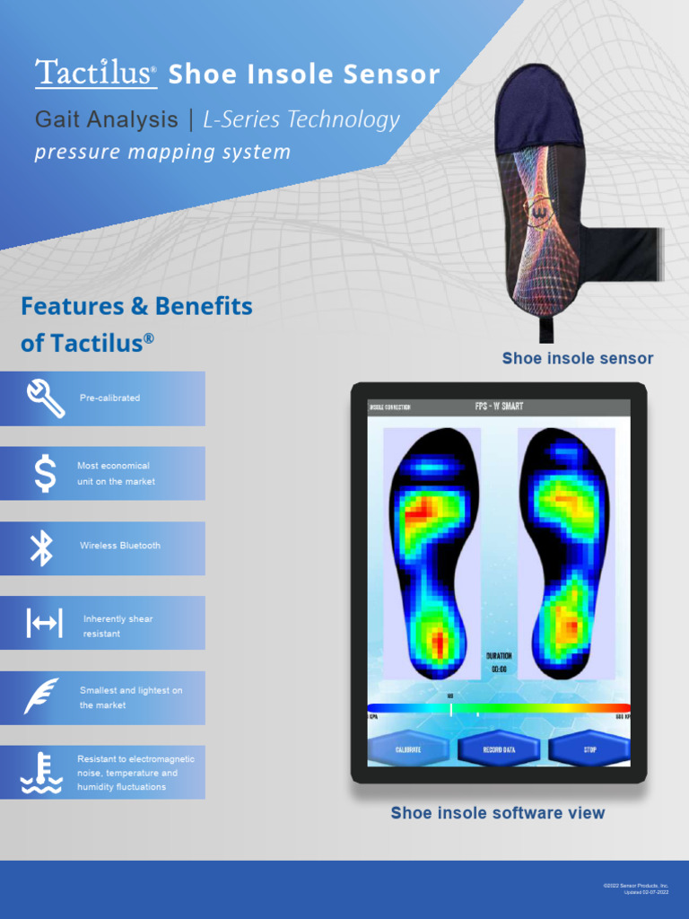 Tactilus Foot Insole - L-Series Gait Analysis | PDF | Sensor