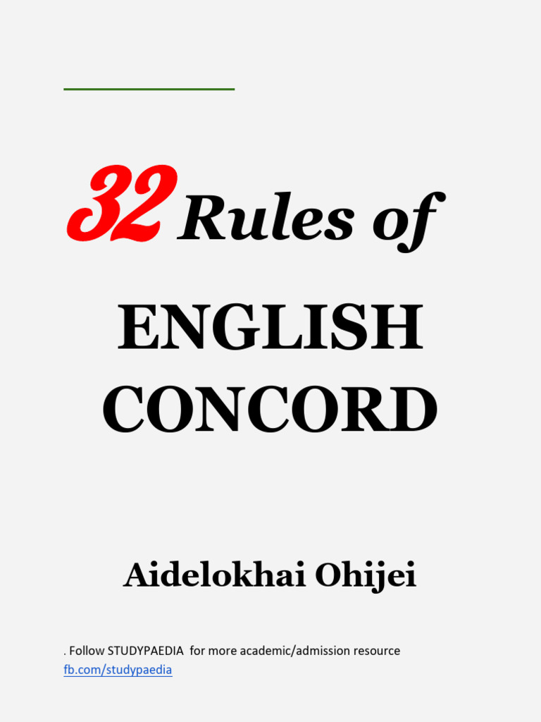 32 Essential English Concord Rules | PDF | Grammatical Number | Plural