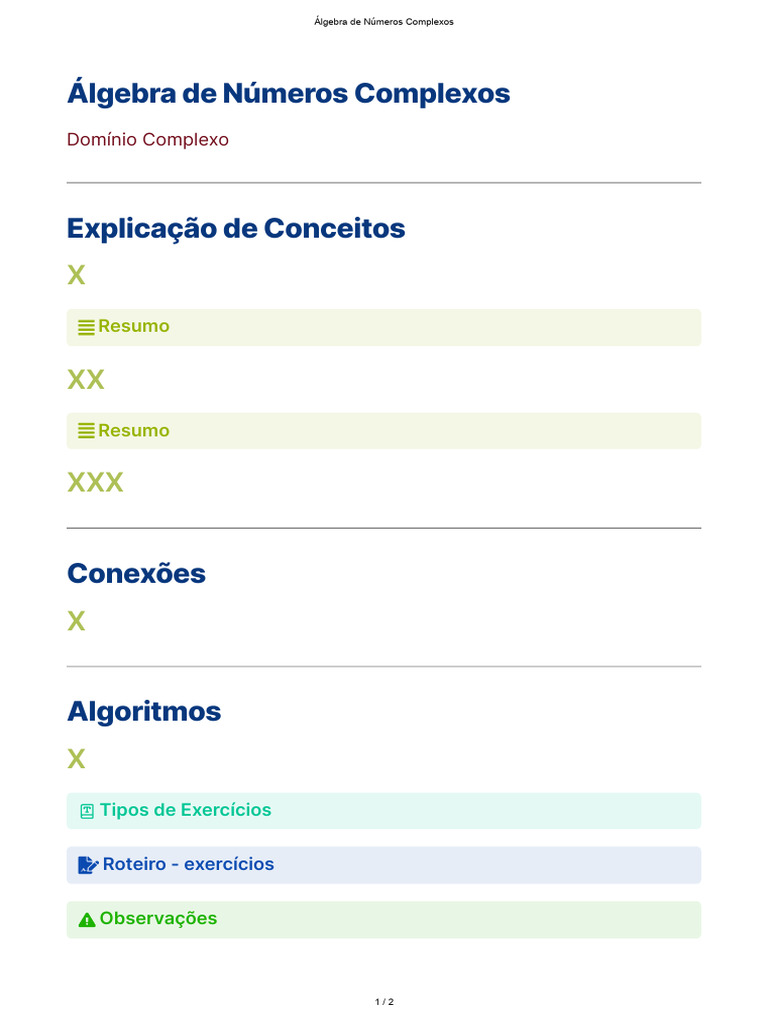 Álgebra e Conceitos de Números Complexos | PDF