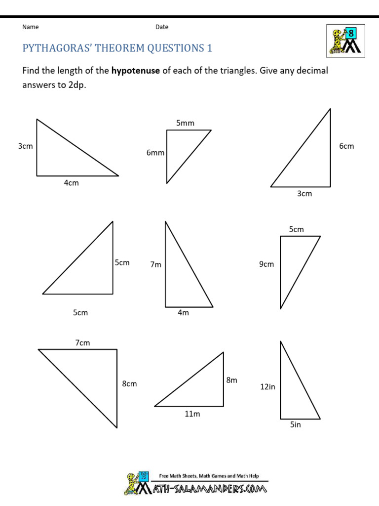 Pythagoras Theorem Questions 1 | PDF