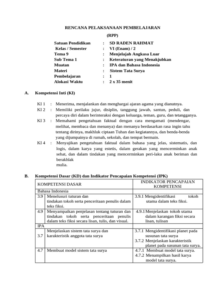 RPP Ipas Kelas 6 Semester 2 | PDF
