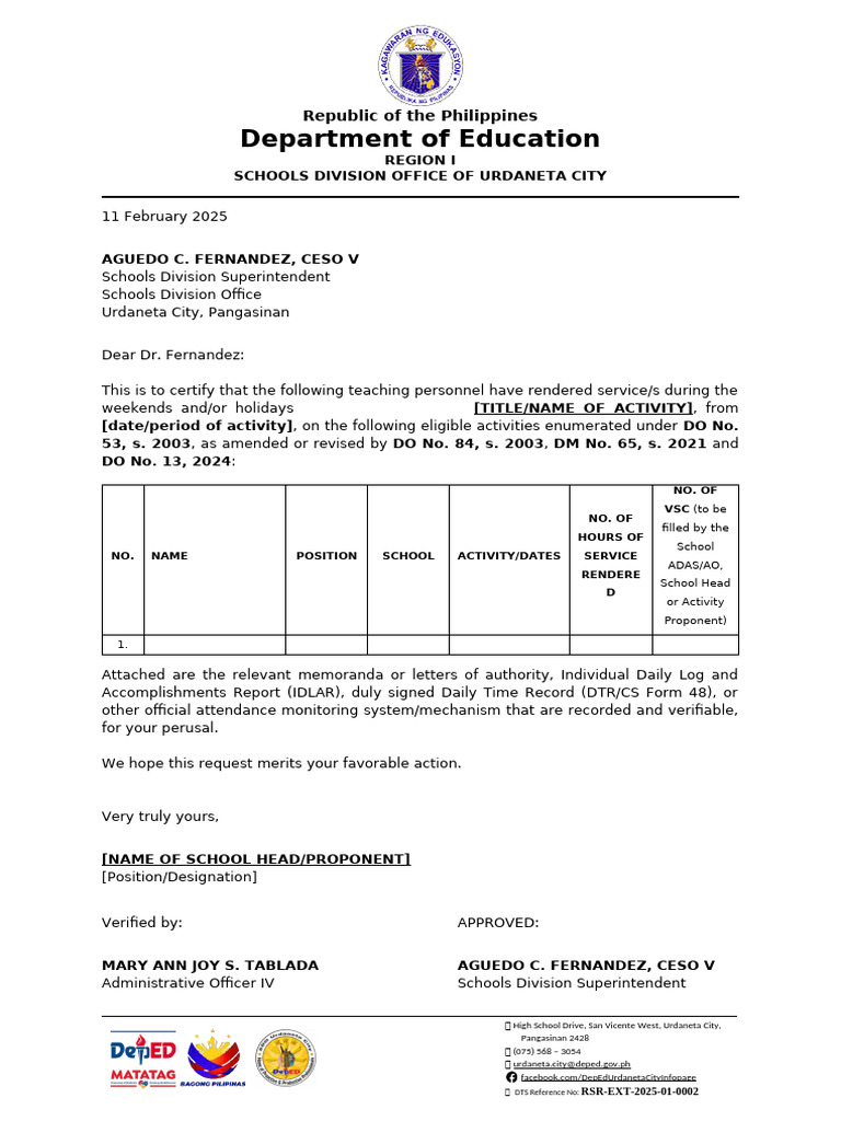 Template Request For VSC or Cto | PDF