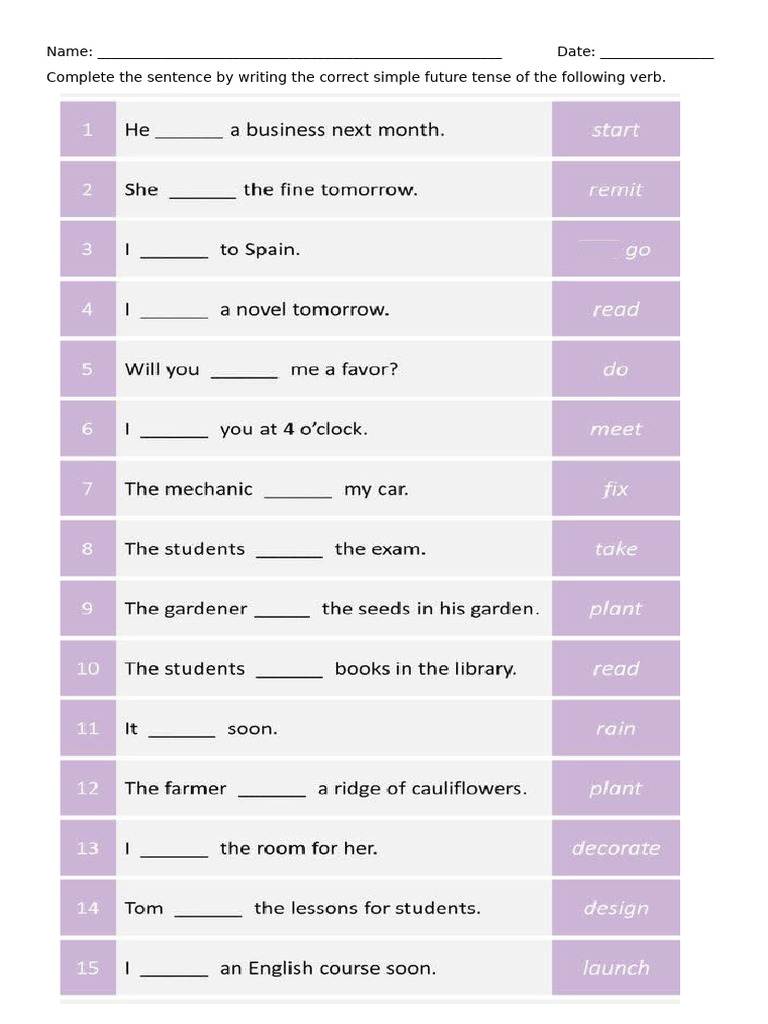 Simple Future Activity | PDF