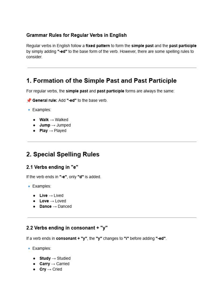 Grammar of Regular Verbs in English | PDF | Syllable | English Language