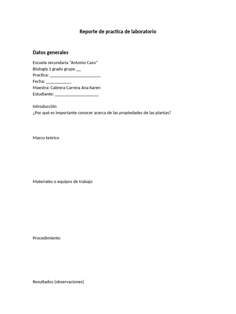 Reporte de Practica de Laboratorio | PDF