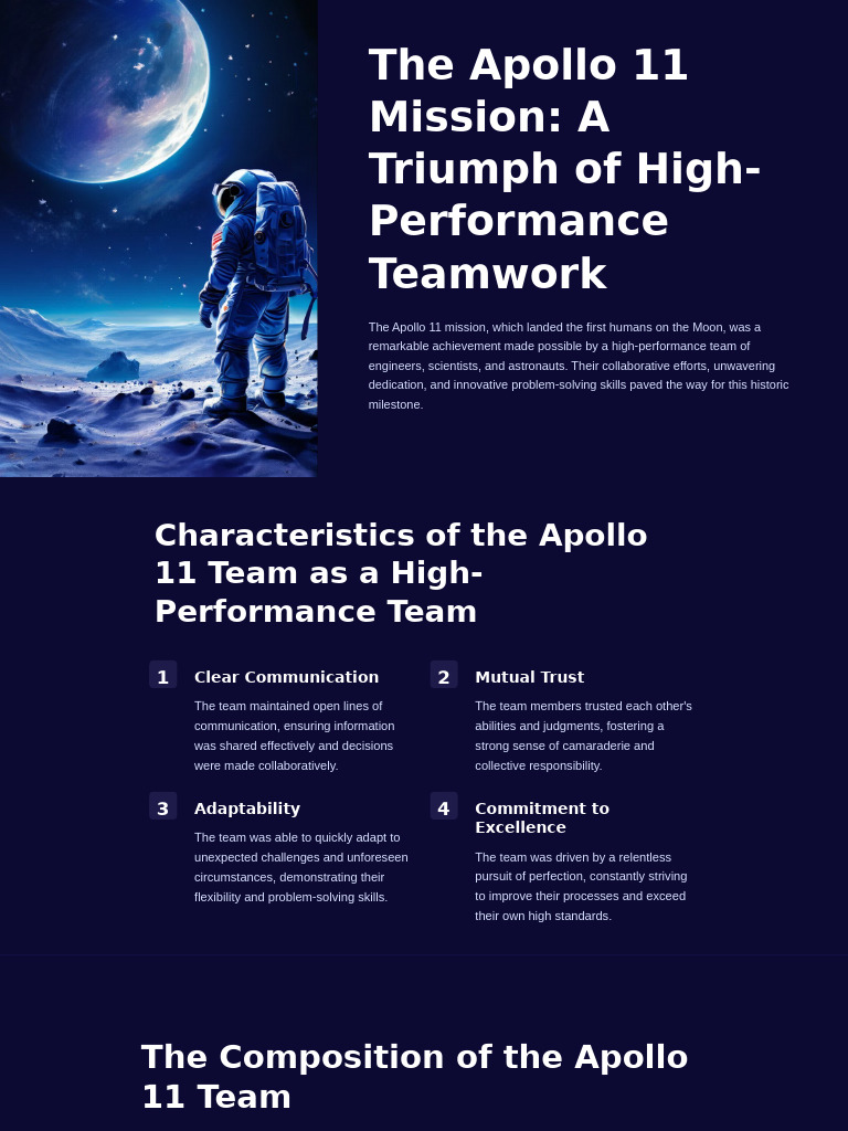 Apollo 11: A Model of Teamwork | PDF | Apollo 11 | Apollo Program