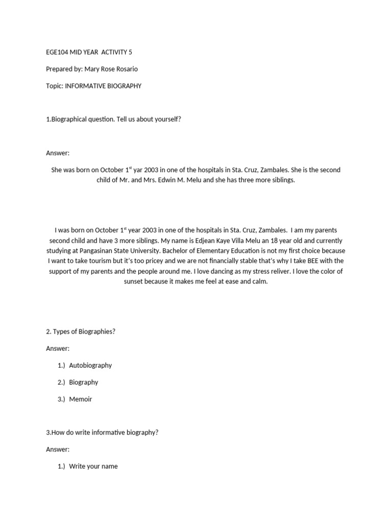 Informative Biography Guide | PDF