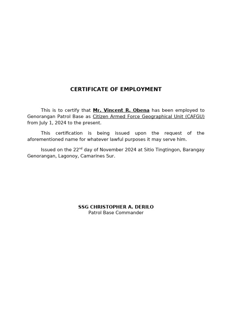 Certificate of Employment | PDF