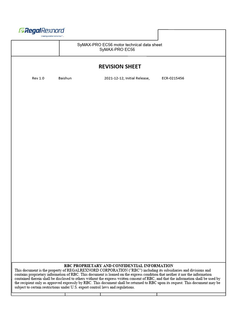 SyMAX-PRO EC56 Motor Data Sheet | PDF | Insulator (Electricity ...