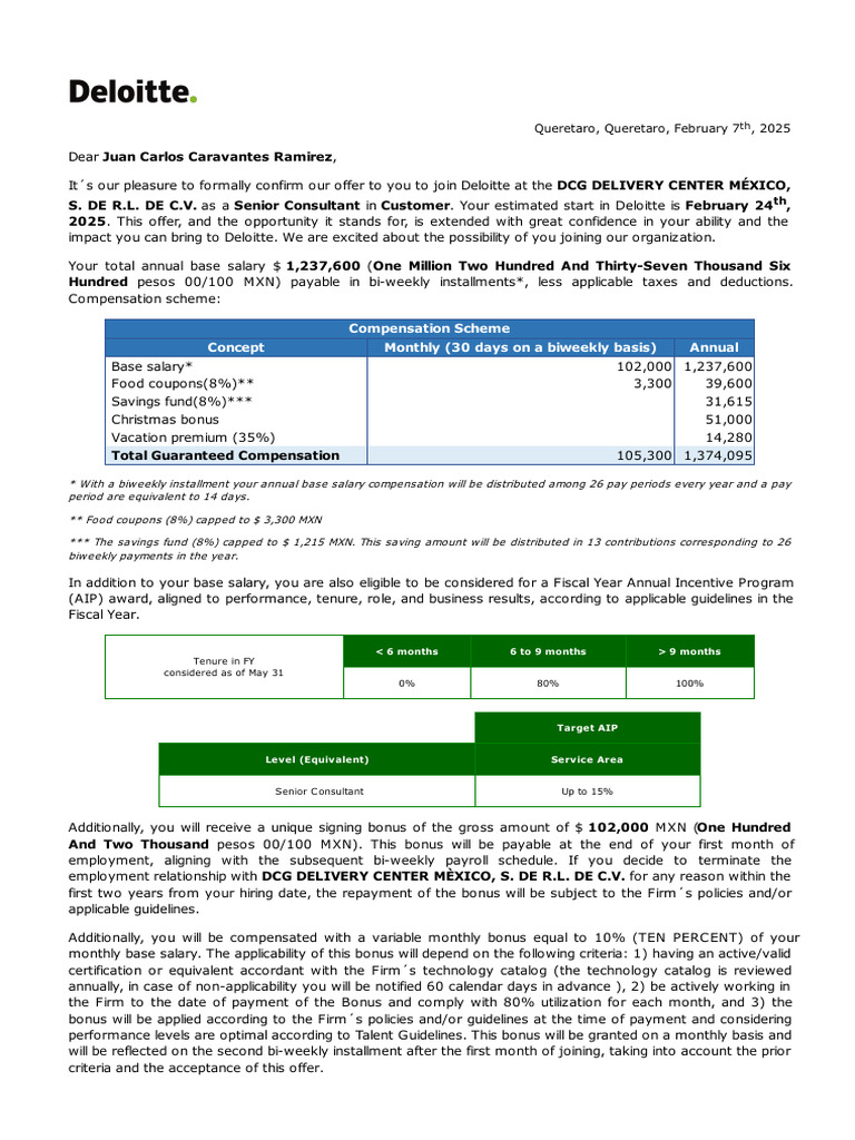 Caravantes Ramirez, Juan Carlos - Signed | PDF | Insurance | Salary