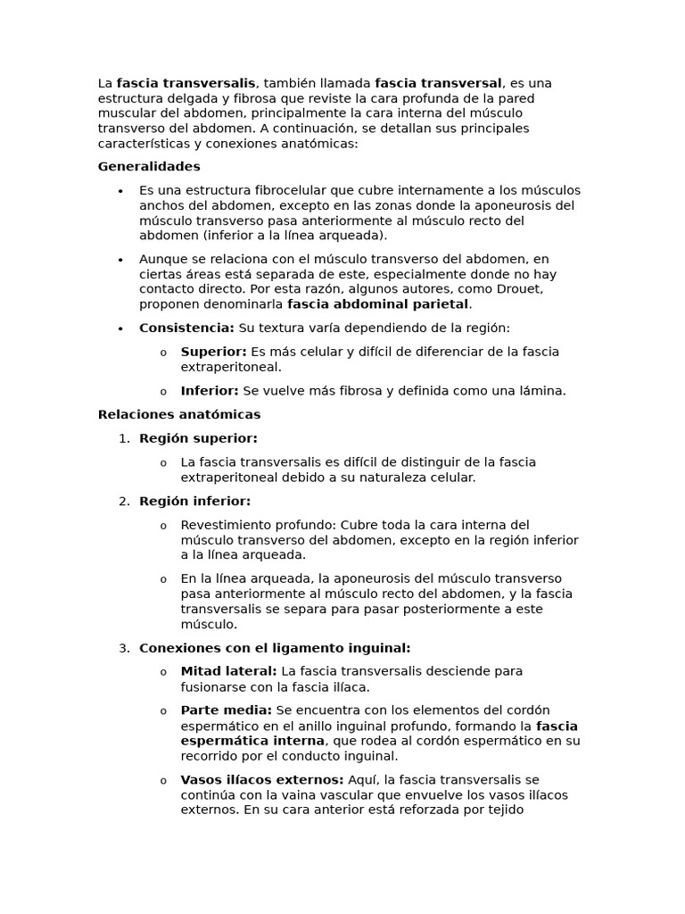La Fascia Transversalis | PDF | Abdomen | Sistema musculoesquelético