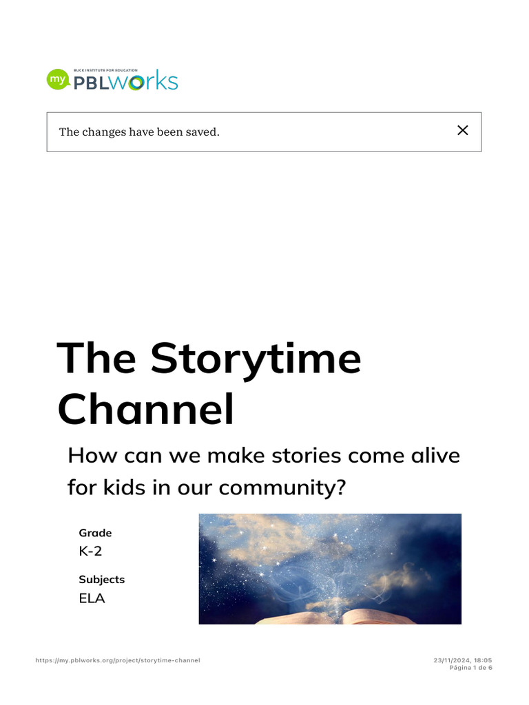 The Storytime Channel - MyPBLWorks | PDF | Reading Comprehension | Storytelling