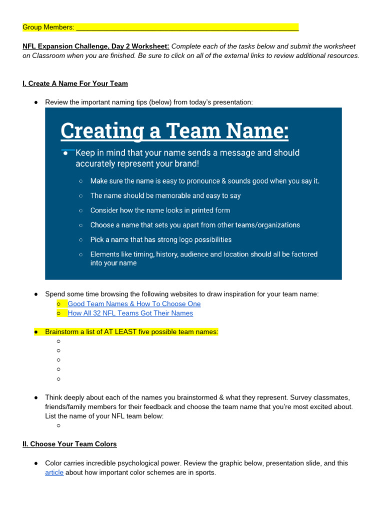 Eric Jineesh - NFL Expansion Challenge - Day #2 Worksheet | PDF