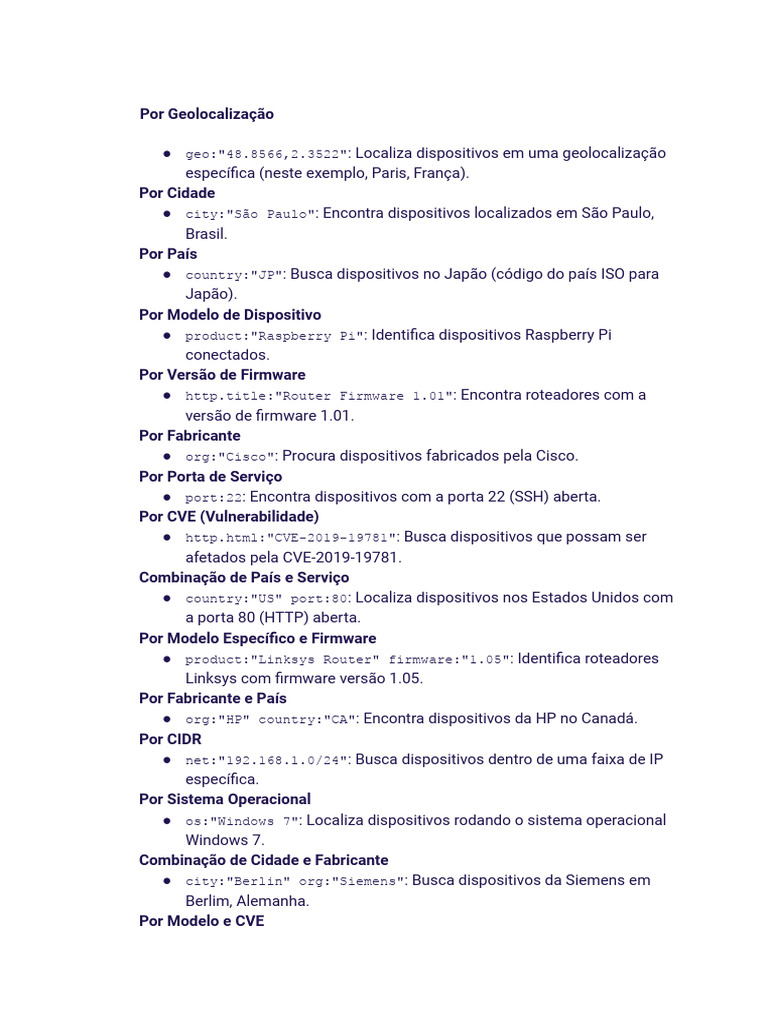 Dorks Shodan | PDF | Serviços de informação da internet | Protocolo de ...