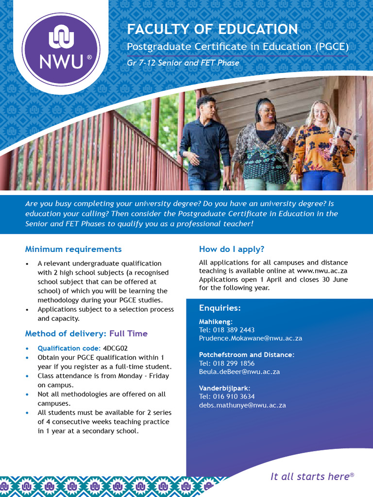 Nwu - PG .A5.Opvoedkunde - Pgce .CH .24.04.09 Web | PDF | Academic ...