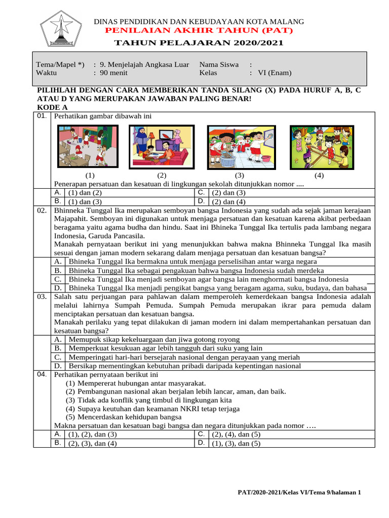 Soal PAT Tema 9 | PDF