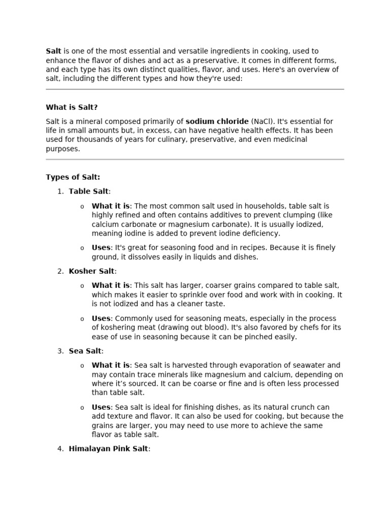 Salt | PDF | Salt | Taste