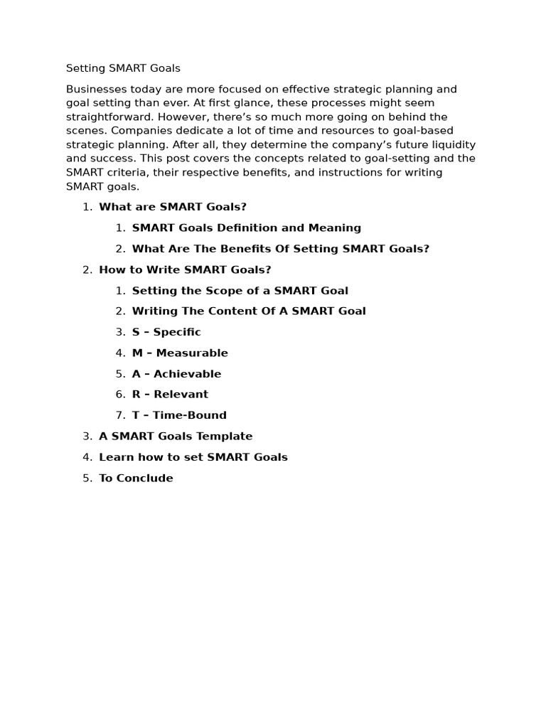 Setting SMART Goals | PDF | Goal | Goal Setting