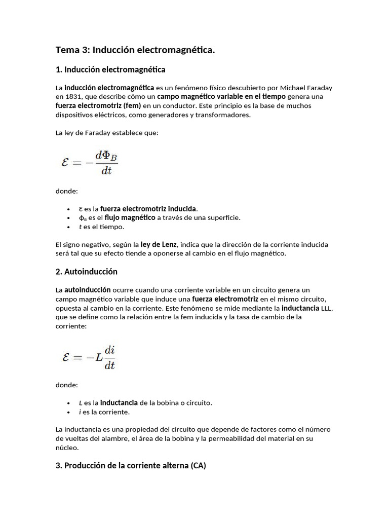 Inducción electromagnética y CA en circuitos | PDF | Inducción ...