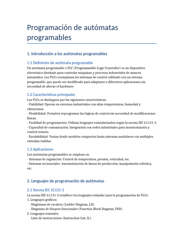 Programación de Autómatas Programables | PDF | Ingeniería Informática ...