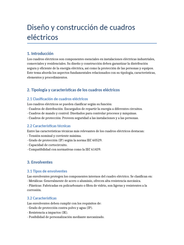 Tema 47 - Diseno - Cuadros - Electricos | PDF | Conductor electrico ...