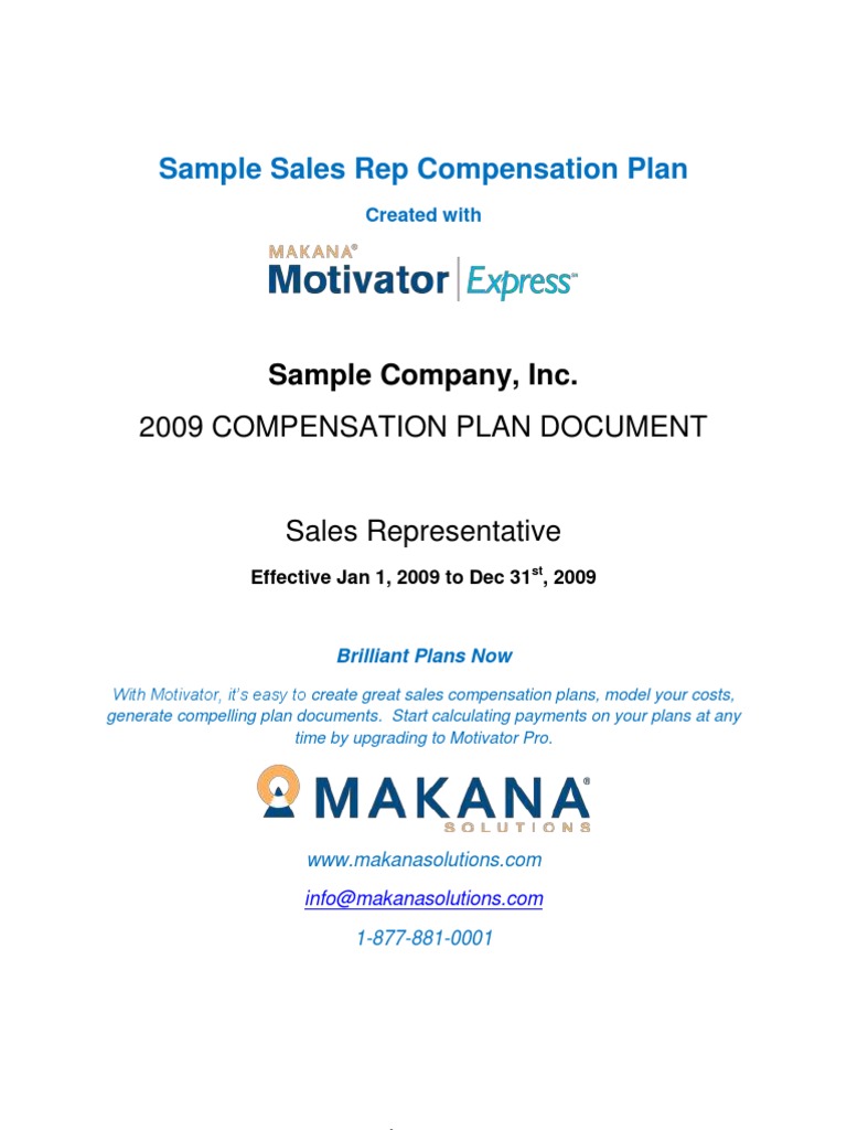 Sample Sales Compensation Plan | PDF | 401(K) | Salary