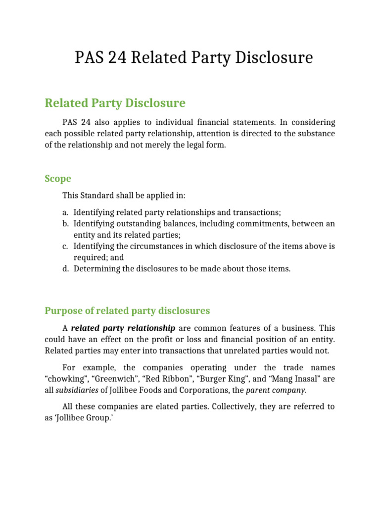 Related Party Disclosure Guidelines | PDF | Joint Venture | Financial ...