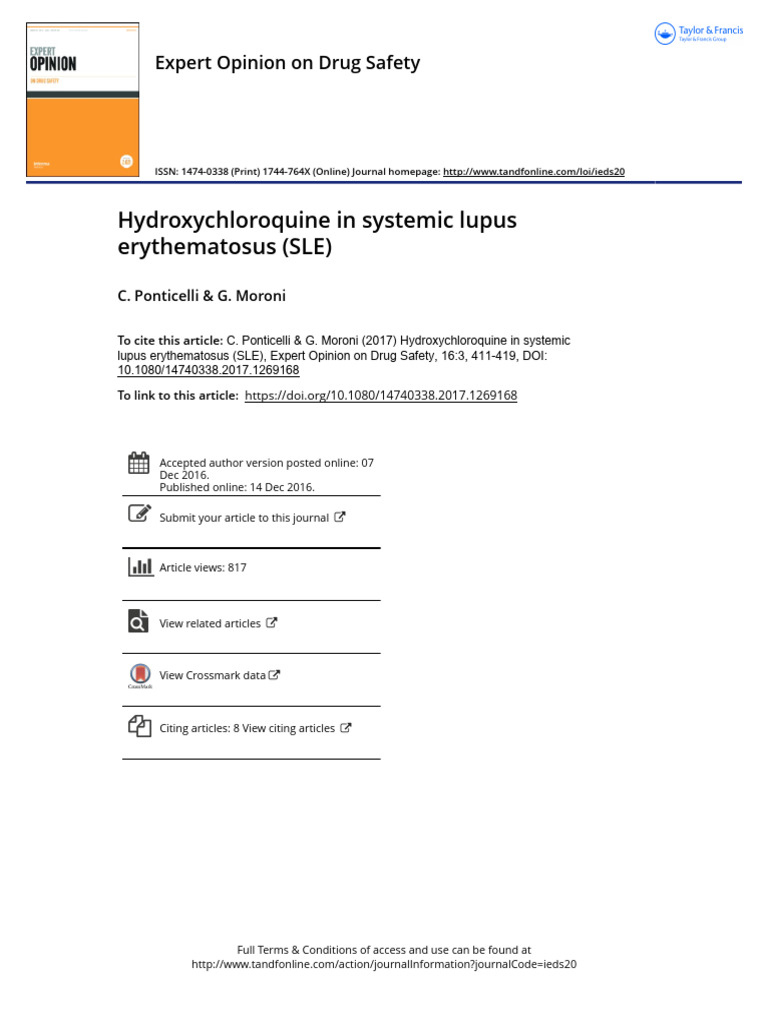 Hydroxychloroquine for Systemic Lupus Erythematosus | PDF | Autophagy ...