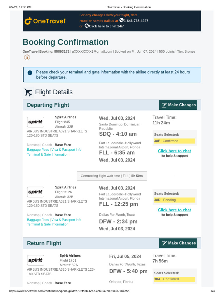 OneTravel - Booking Confirmation | PDF | Transport | Aviation