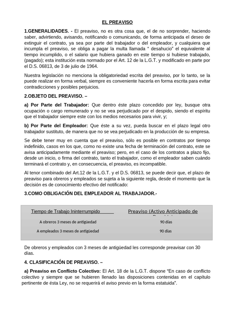 El Preaviso | PDF