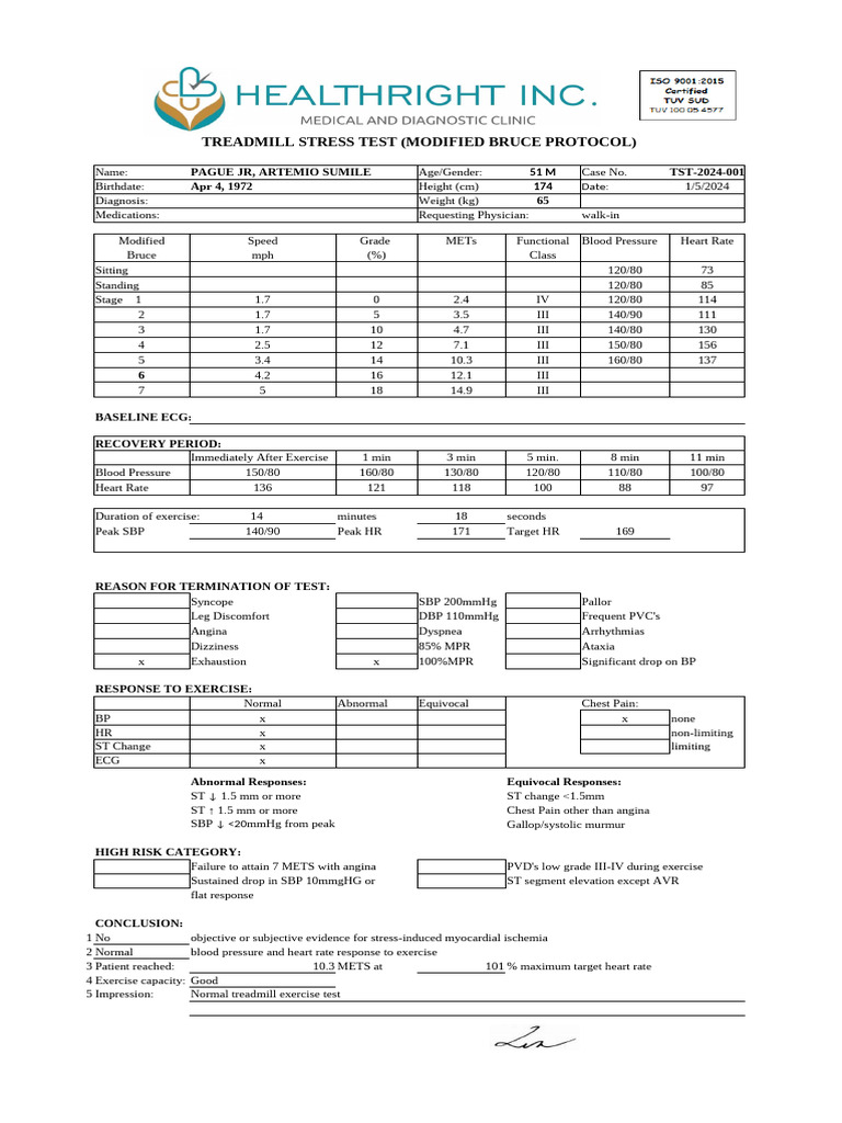TST - Pague JR, Artemio (Dr. Macapugay) | PDF | Cardiology | Cardiovascular Diseases