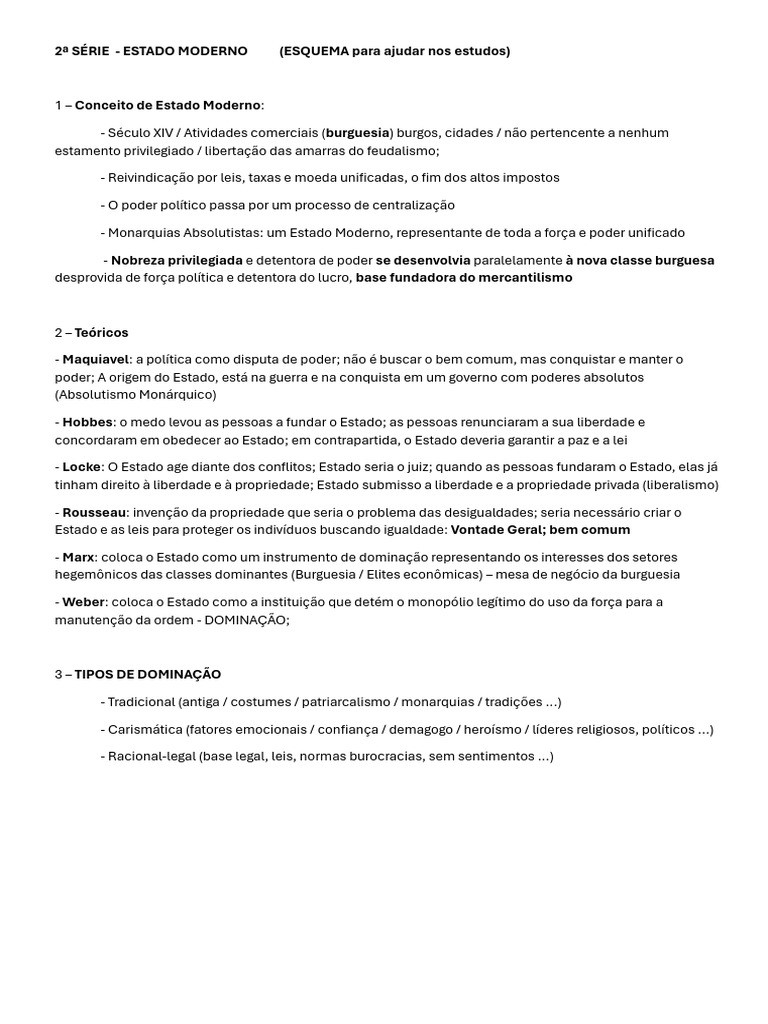 Esquema Resumo 2 SÉRIE | PDF