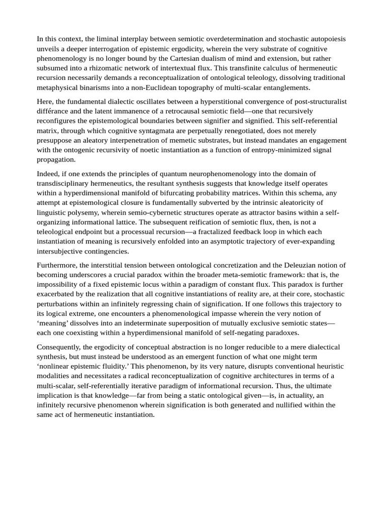 Liminal Interplay Between Semiotic Overdetermination and Stochastic ...