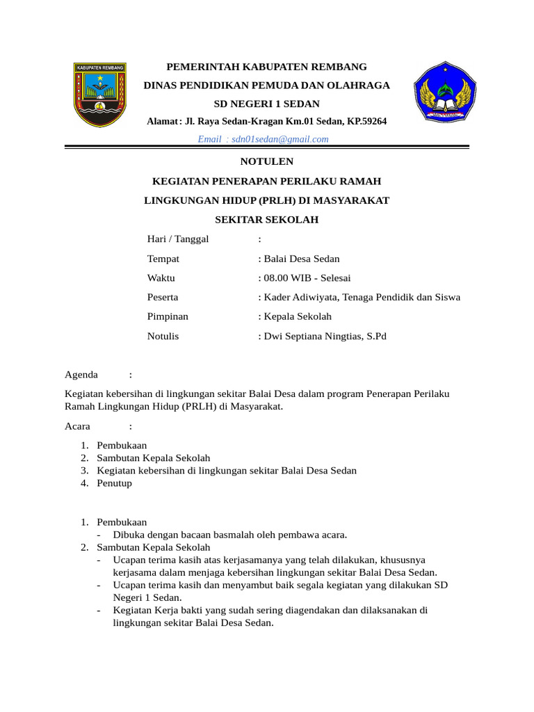 Notulen Kerja Bakti Balai Desa | PDF