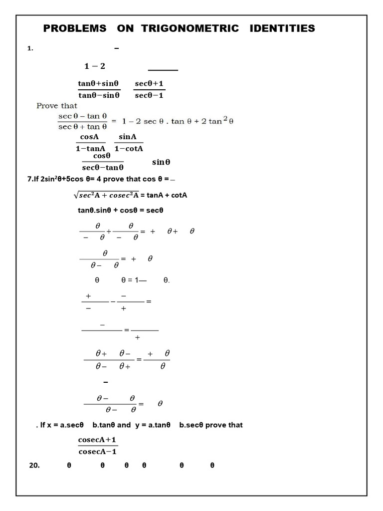 Problems on Trigonometric Identities | PDF