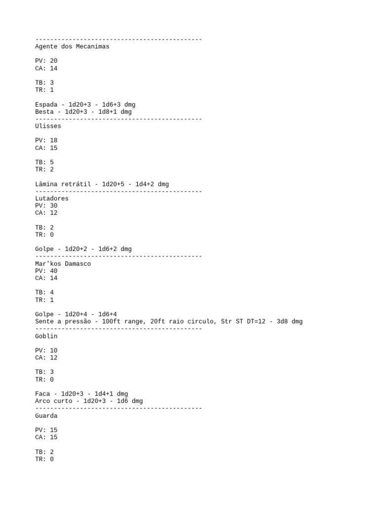 RPG Daniel Fichas | PDF