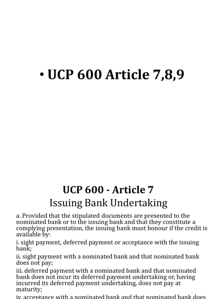 UCP 600 Articles Overview | PDF