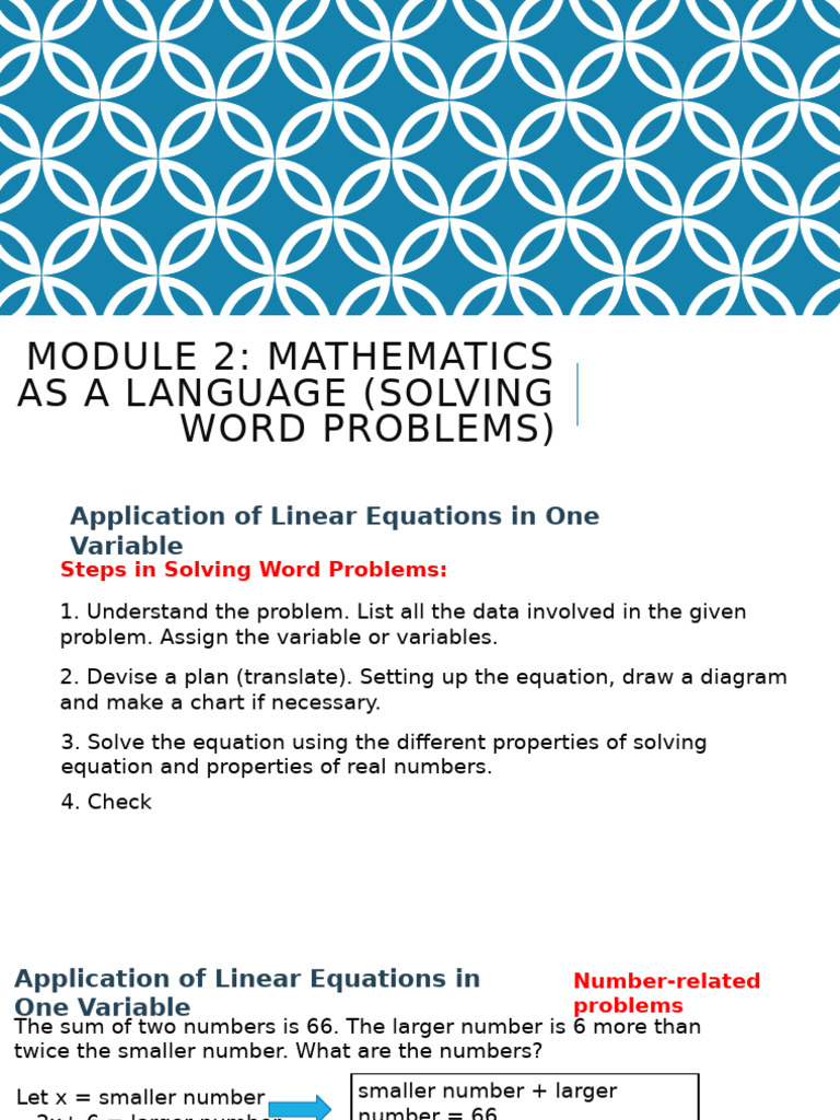Lesson 2 Mathematics as a Language 2 | PDF | Equations | Length