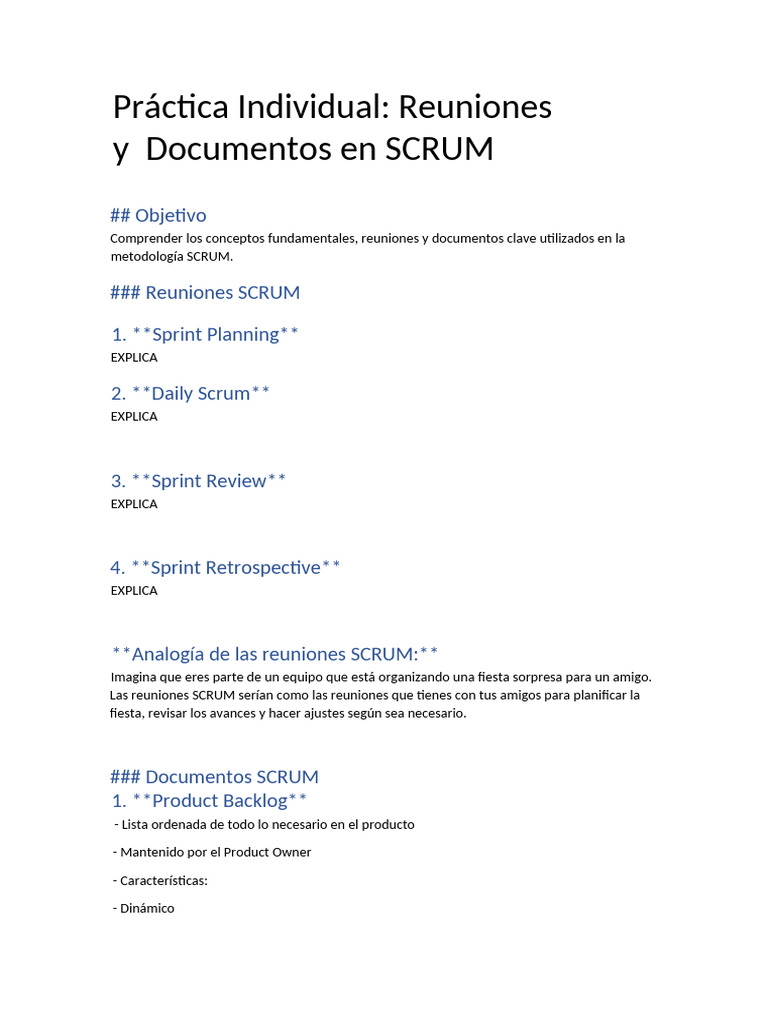 Reuniones y Documentos en SCRUM | PDF | Scrum (desarrollo de software)